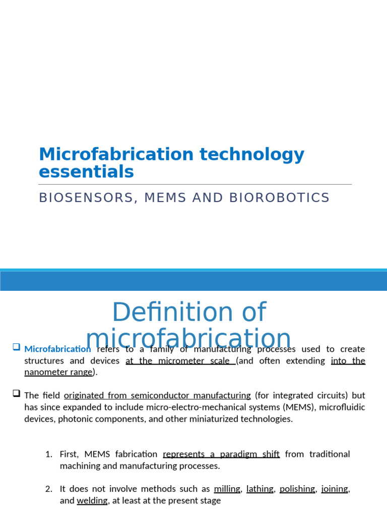 Microfabrication Techniques Overview | PDF | Photolithography | Doping (Semiconductor)