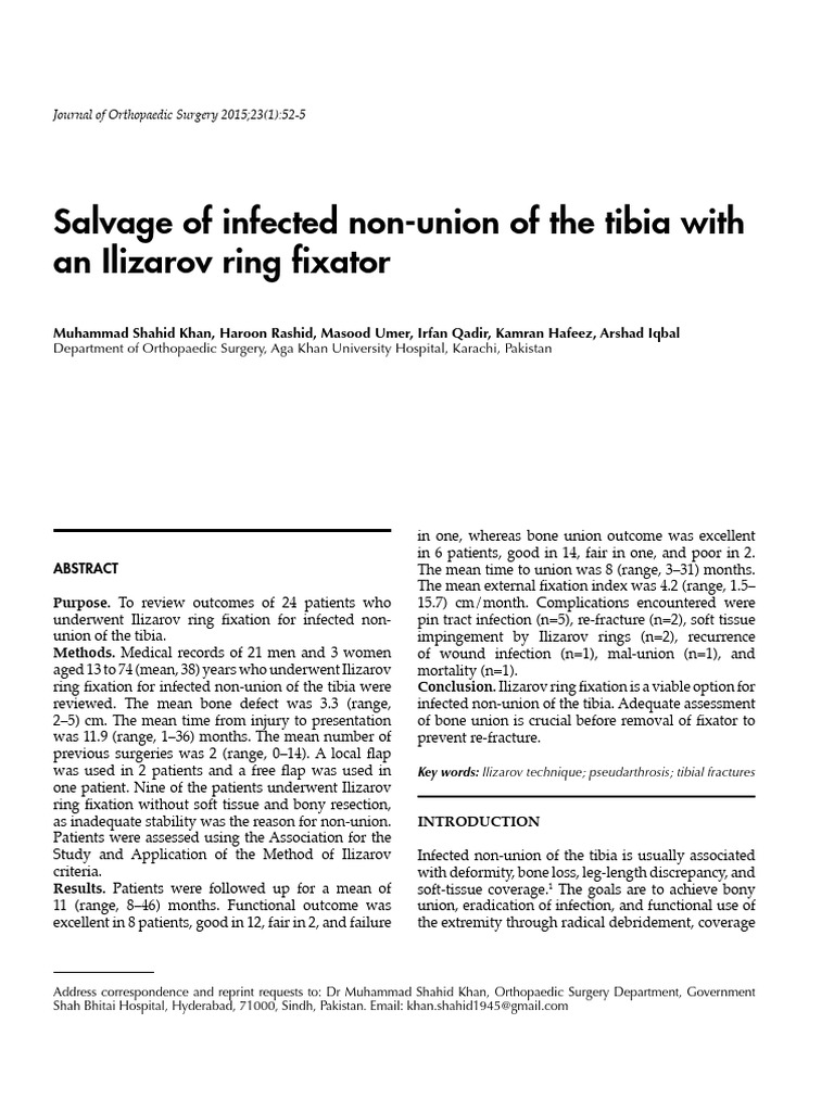 Ilizarov Fixation for Tibial Non-Union | PDF | Methicillin Resistant ...