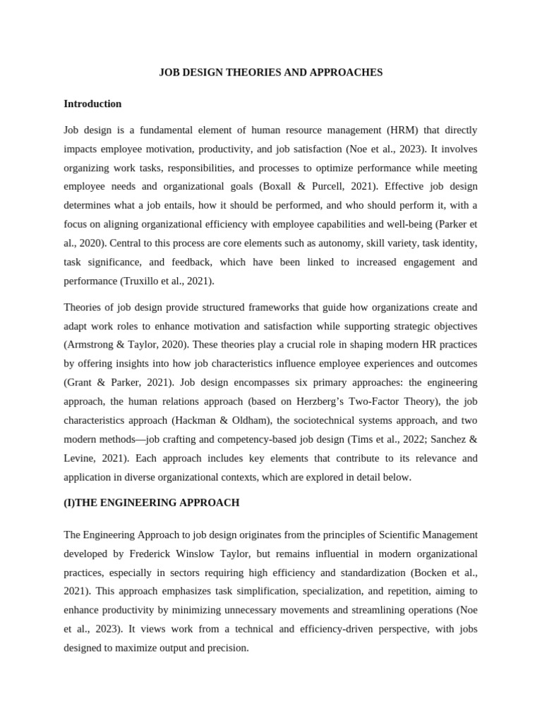 Job Design Theories and Approaches Kim | PDF | Motivation | Motivational