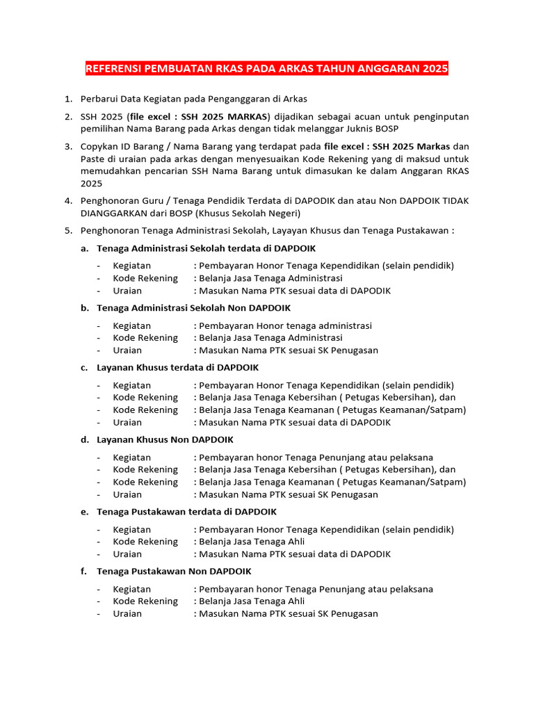 Referensi Honor Rkas Pada Arkas Ta 2025 | PDF