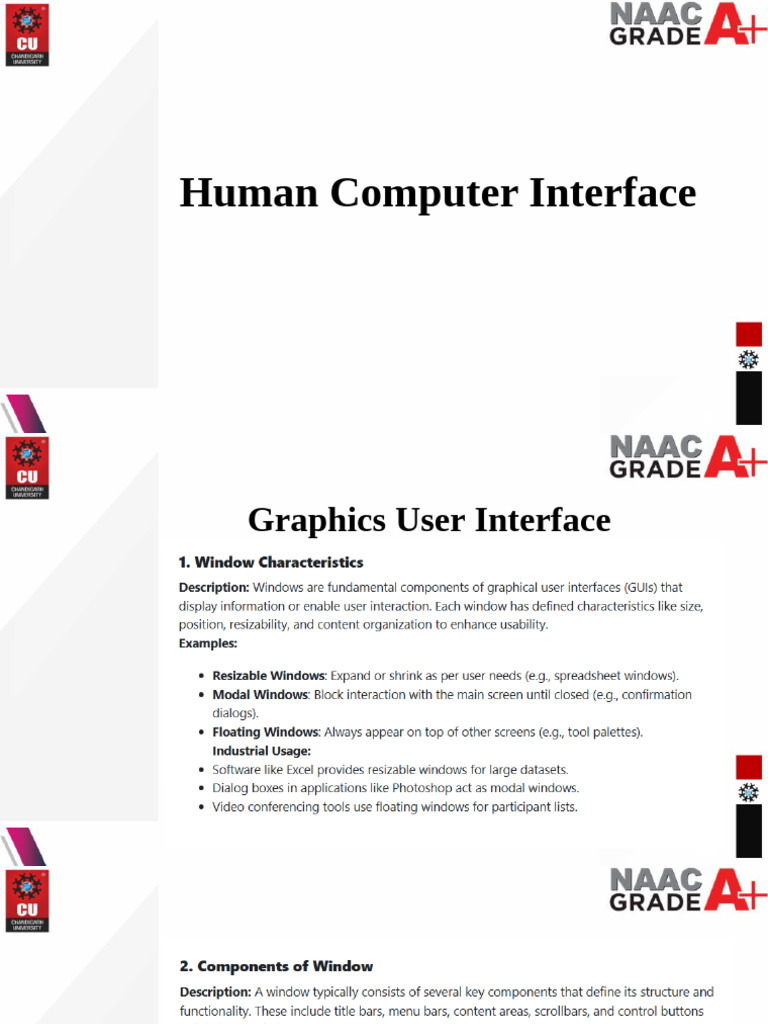 HCI Unit-2 Graphical User Interface WUT | PDF