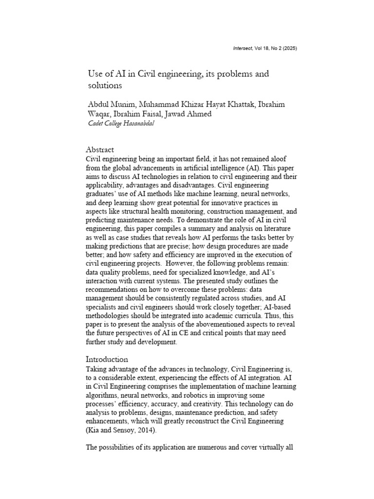 Use+of+AI+in+Civil+engineering,+its+problems+and+solutions-1 | PDF ...