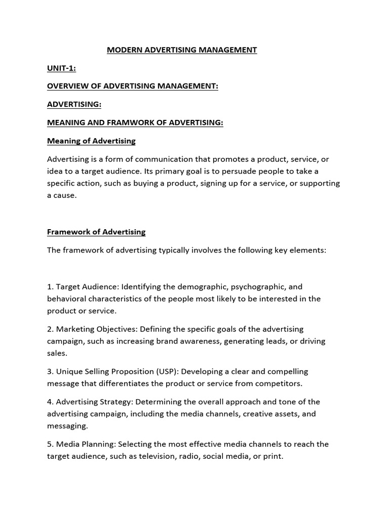Advertising Management Overview Guide | PDF | Advertising | Target Audience