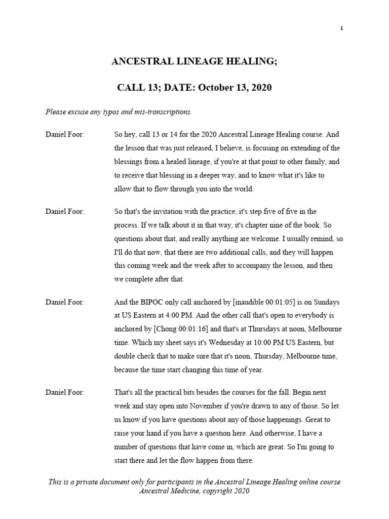 Ancestral Lineage Healing Transcription Template | PDF | Soul