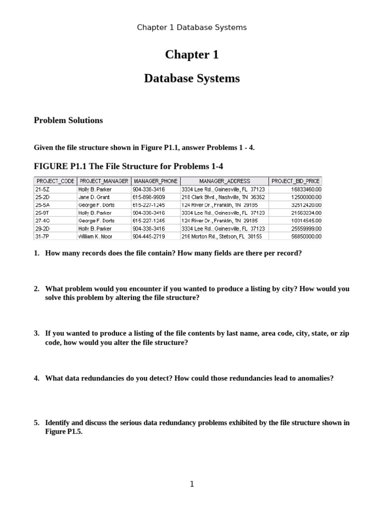 Tutorial 1 Chapter 01 Database Systems Question | PDF