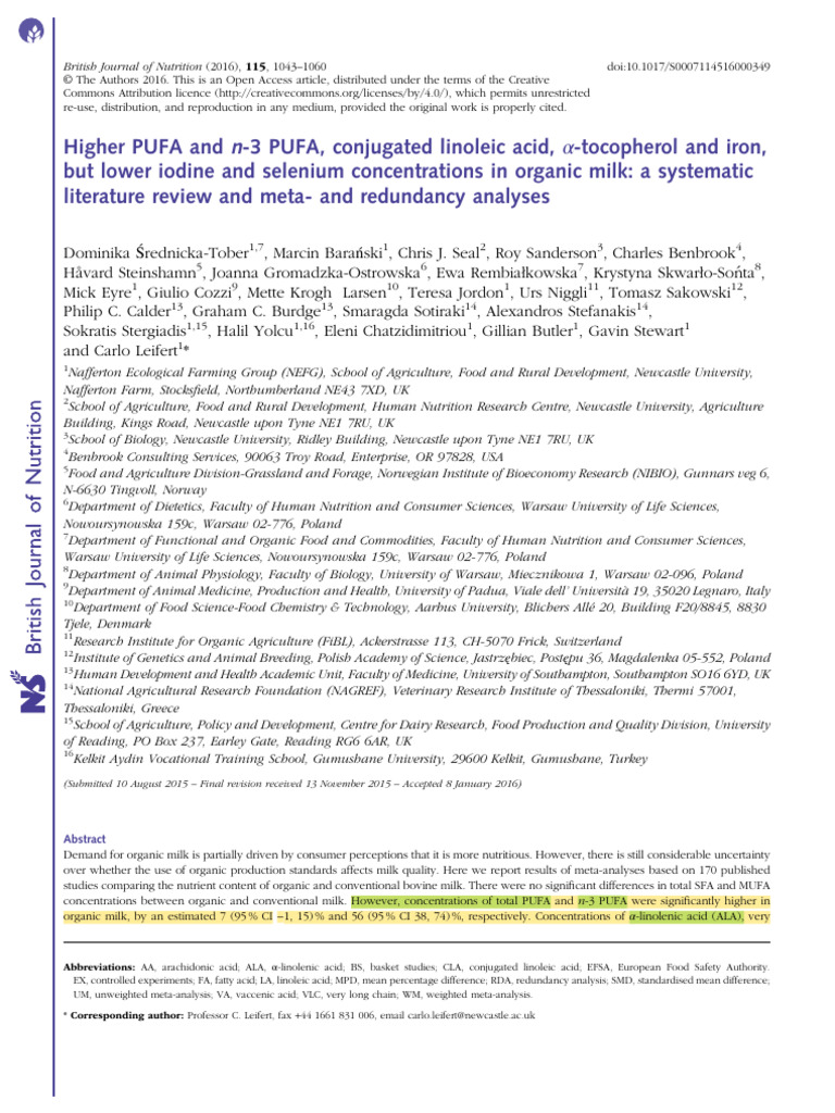 Higher PUFA and n-3 PUFA, conjugated linoleic acid, α-tocopherol and ...