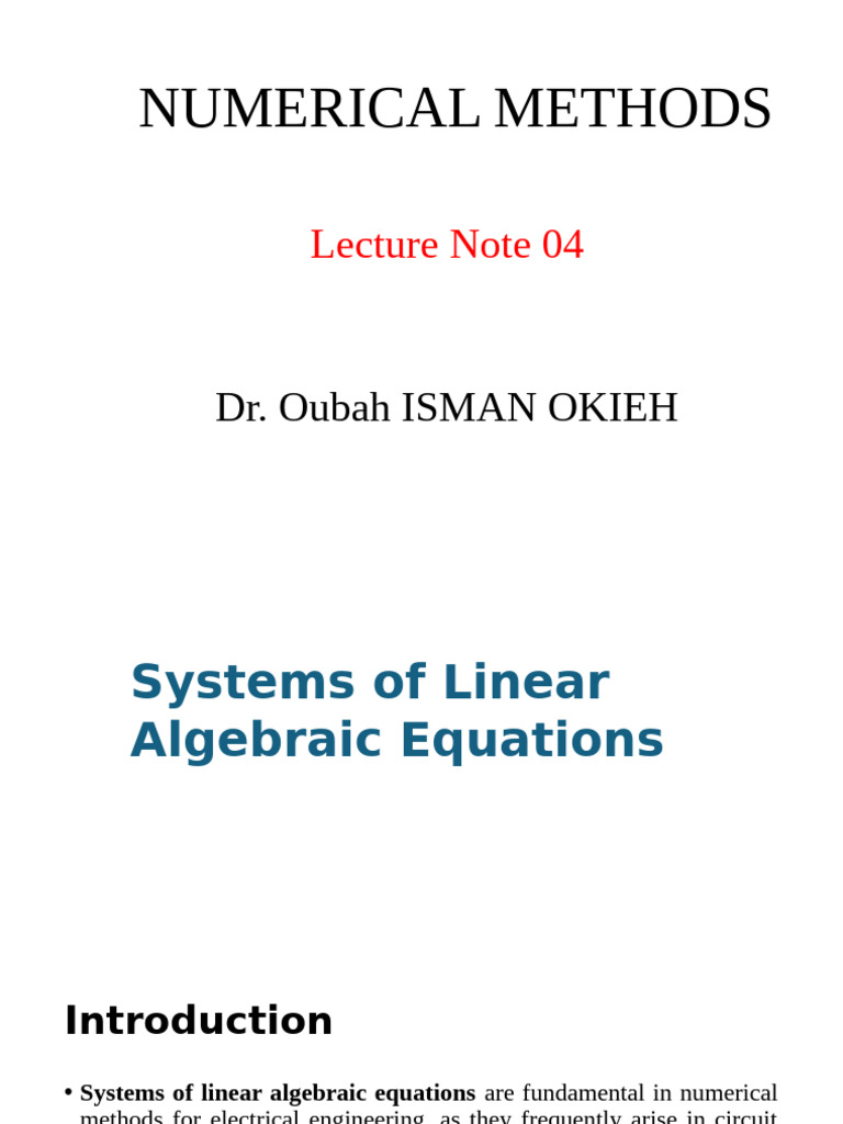 Numerical Methods-04 | PDF | Matrix (Mathematics) | System Of Linear ...