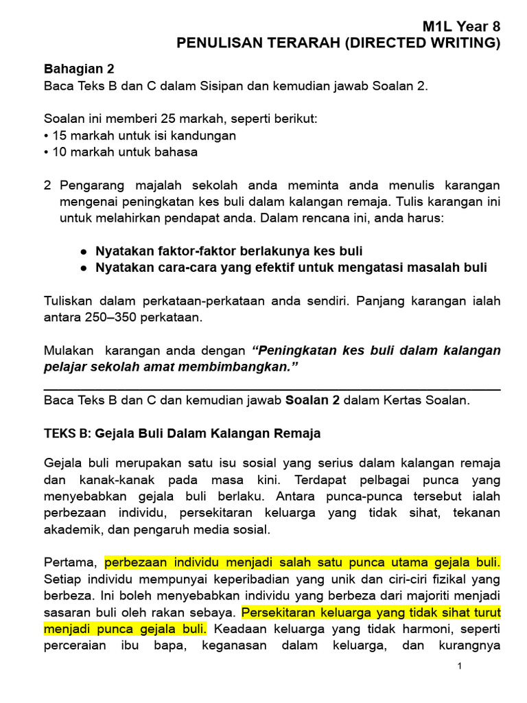 SKEMA Lesson 3 (Gejala Buli Dalam Kalangan Remaja) | PDF