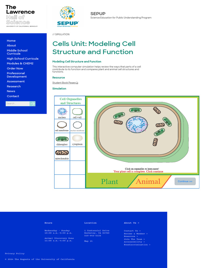 Cells Unit Modeling Cell Structure and Function - SEPUP 2 | PDF | Cell ...