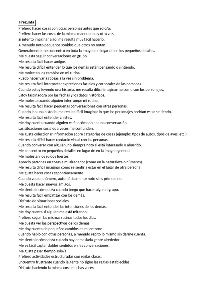 Test Autismo AQ50 | PDF