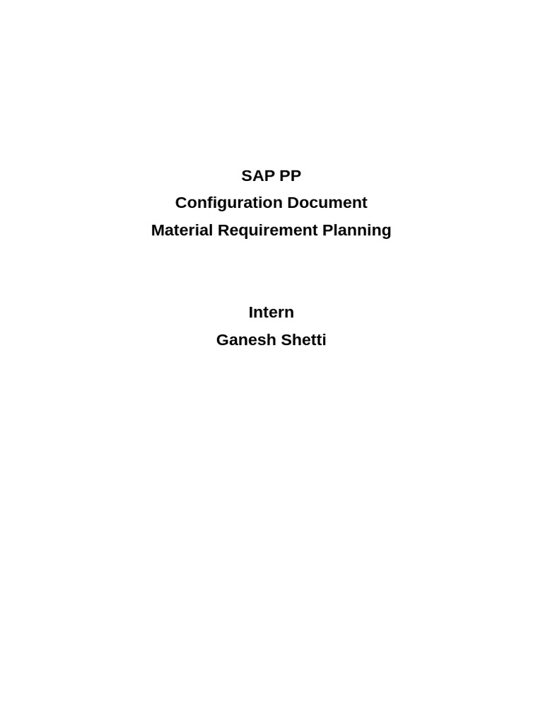 SAP PP - Configuration Document - Material Req Planning 01 | PDF | Computing | Computer Programming