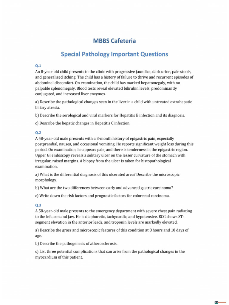 MBBS Special Pathology Questions | PDF