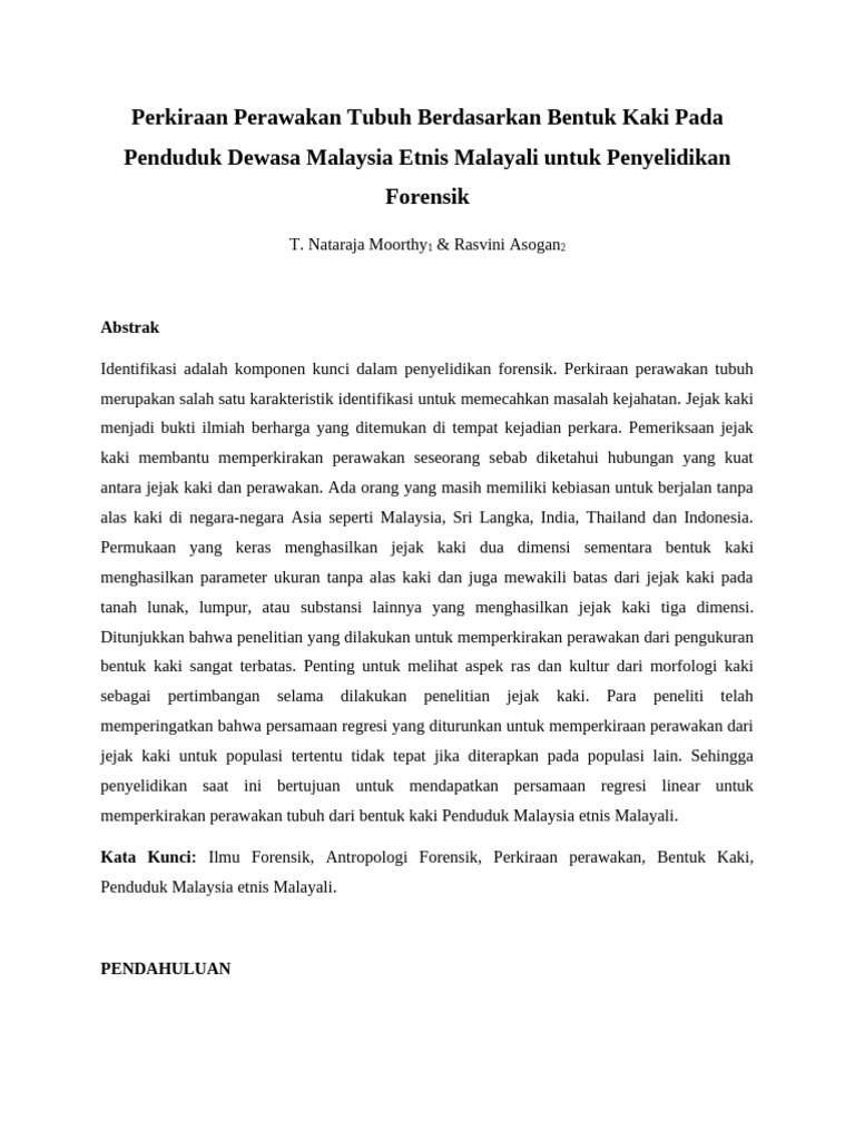 5. jurnal [Perkiraan Perawakan Tubuh Berdasarkan Bentuk Kaki Pada Penduduk Dewasa Malaysia Etnis ...