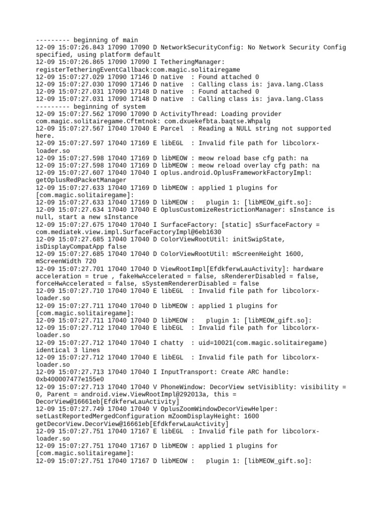 Com.magic.solitairegame Logcat | PDF | Facebook | Computer Engineering