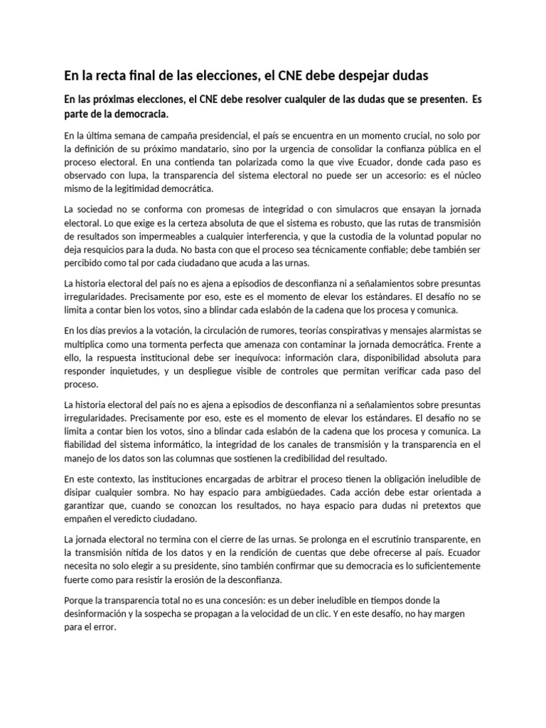 En La Recta Final de Las Elecciones 7-4-2025 | PDF | Democracia ...