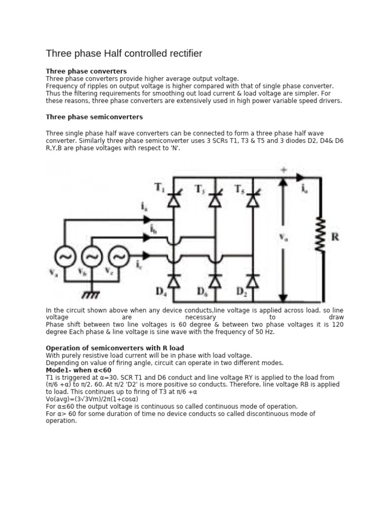 Three-Phase Half-Controlled Rectifier Guide | PDF | Rectifier ...