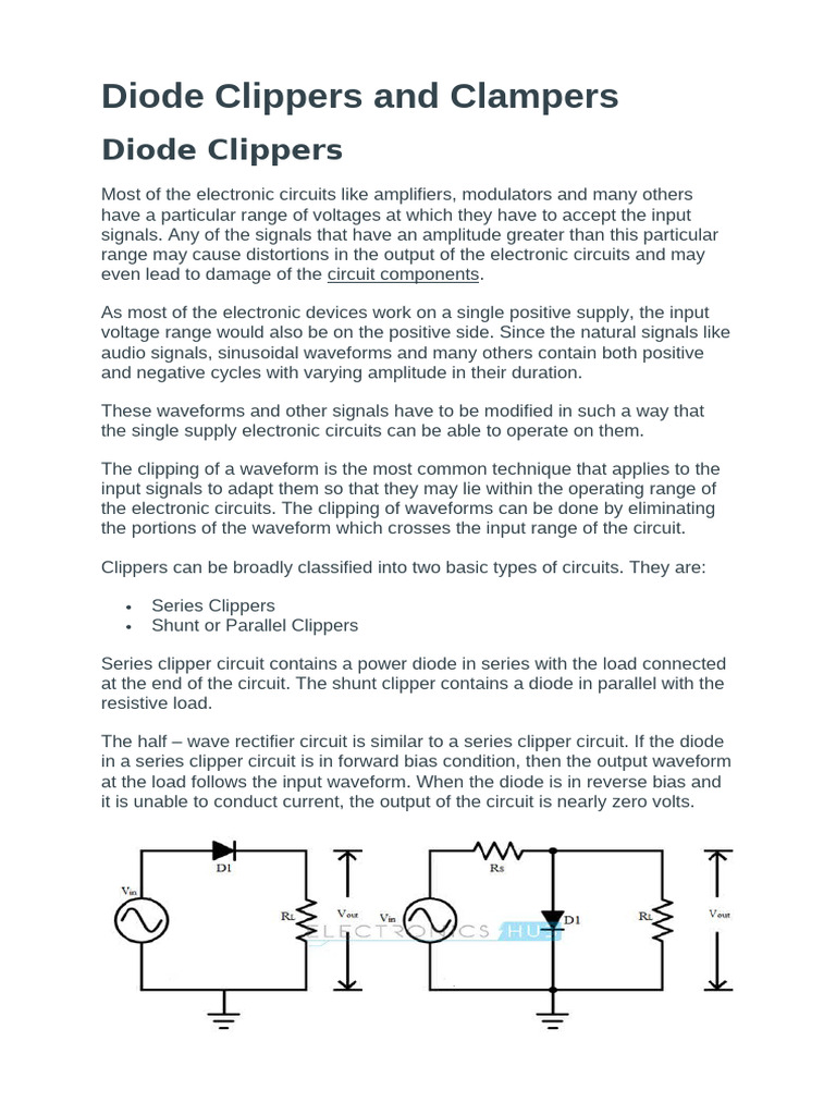 Diode Clippers and Clampers Explained | PDF | Diode | Rectifier