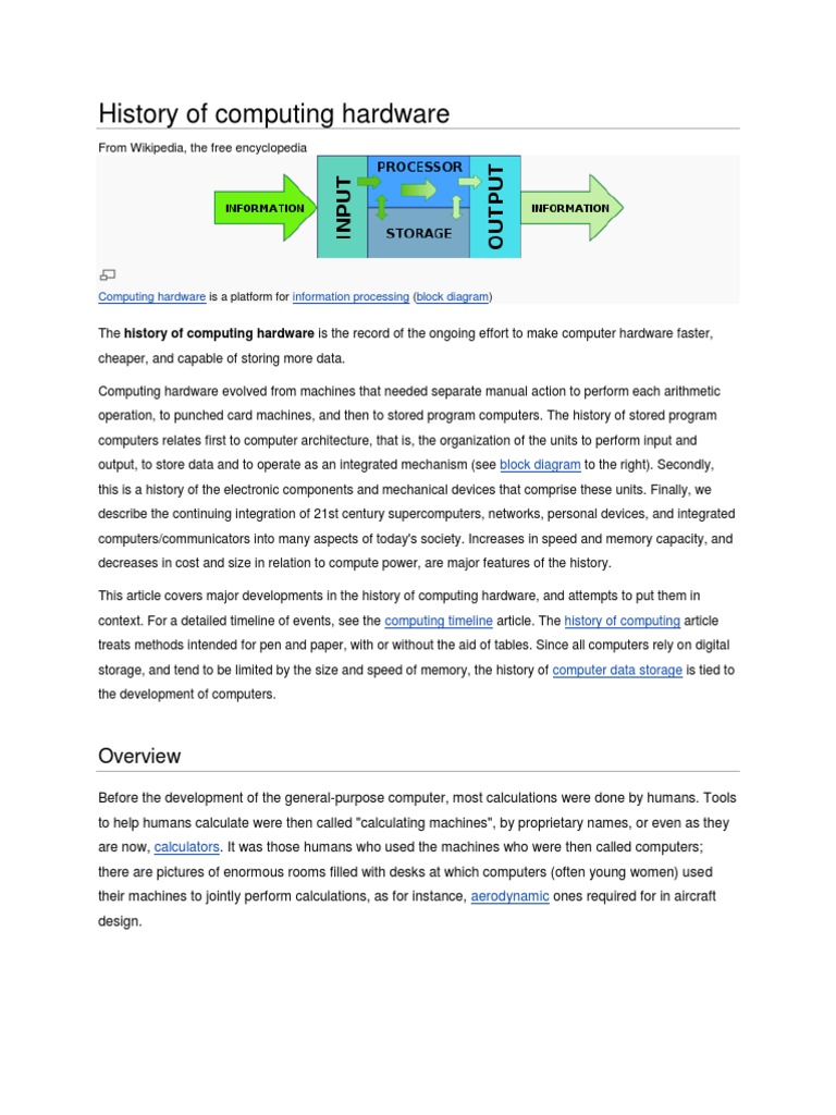 History of Computing Hardware Evolution | PDF | Central Processing Unit ...