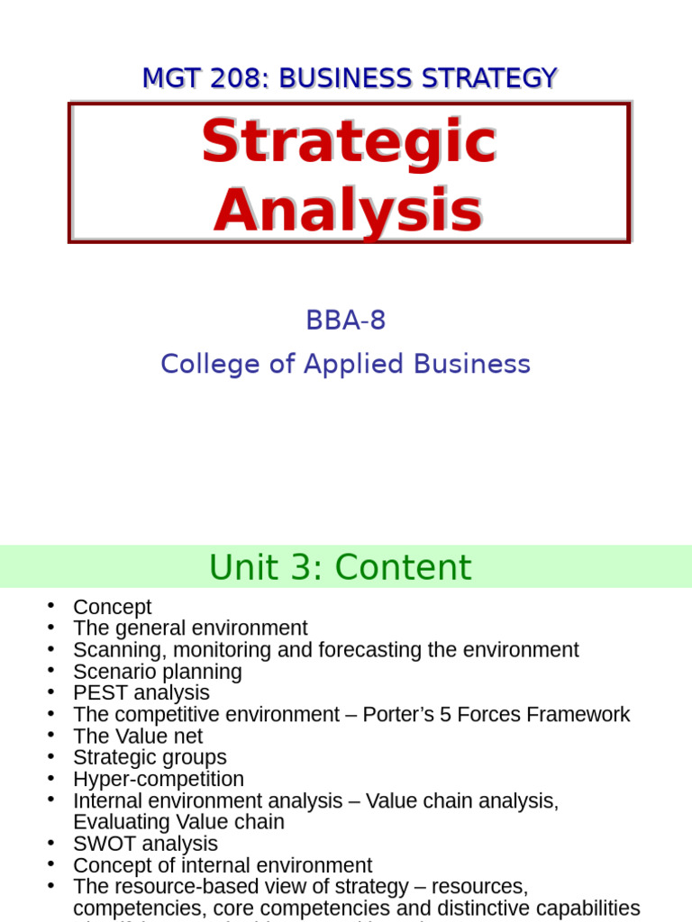 Business Environment and Strategy Analysis | PDF | Strategic Management ...