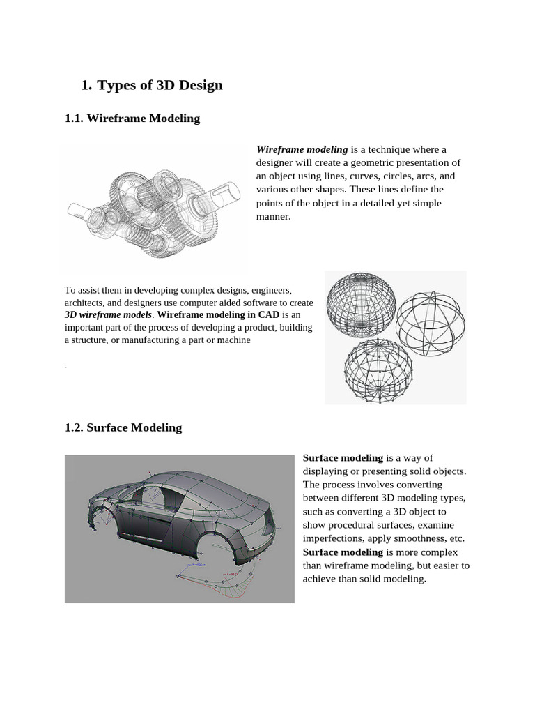 Types of Design and Printing 3D | PDF | 3 D Modeling | 3 D Printing