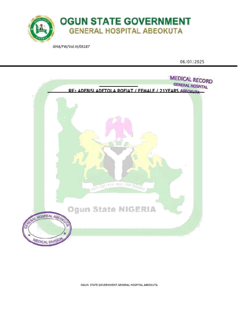 Rofiat's Medical Report | PDF