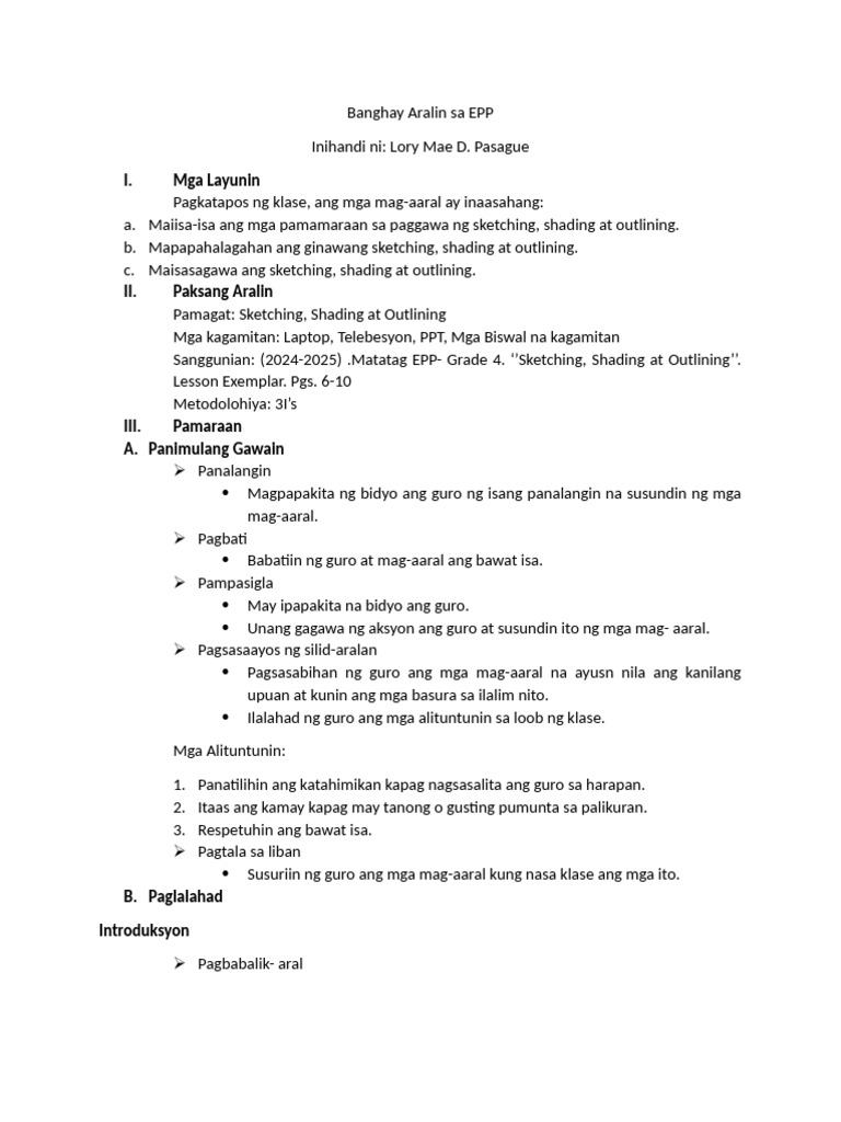 Banghay Aralin Sa EPP | PDF