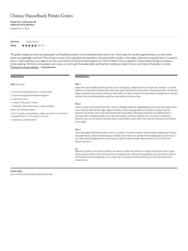 Cheesy Hasselback Potato Gratin Recipe | PDF | Baking | Casserole