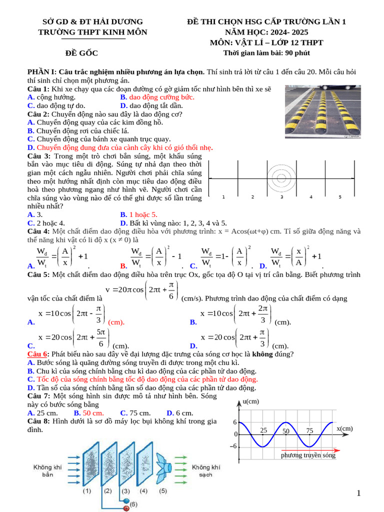 VẬT LÝ 12-HSG 12-SGD HPT Kinh Môn (lần 1) - Hải Dương 2024-2025 - Form ...