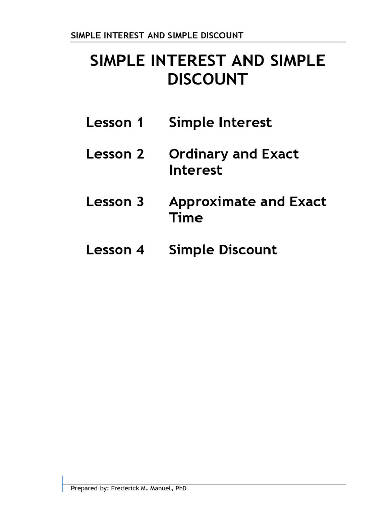 Lesson 1 Interest and Discounts | PDF | Interest | Finance & Money ...