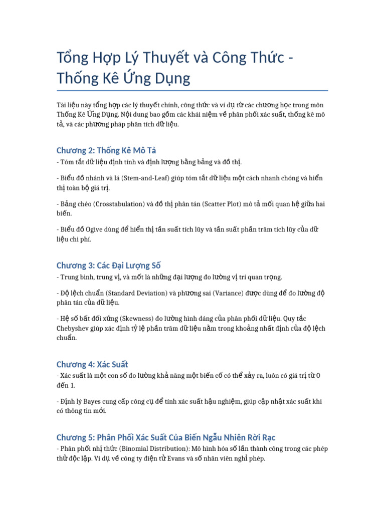 Tong Hop Ly Thuyet Thong Ke | PDF