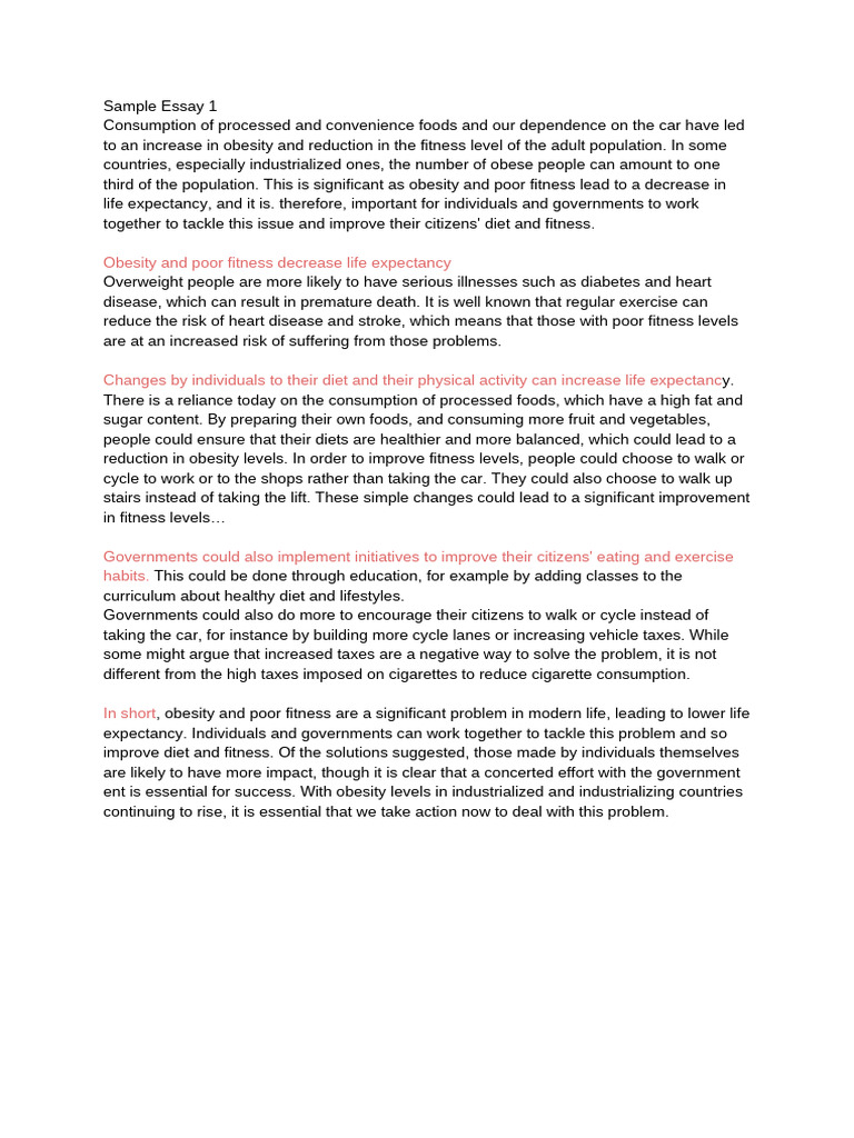 Sample essay1 | PDF | Obesity | Physical Fitness