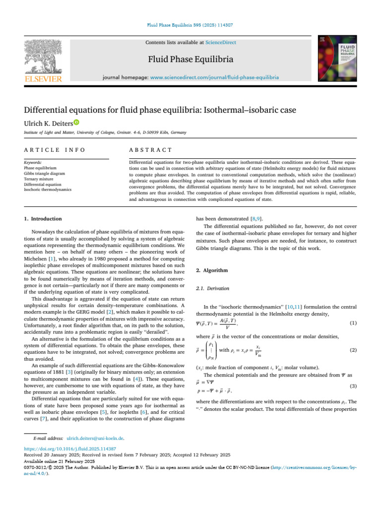Differential Equations For Fluid Phase Equilibria: Isothermal-Isobaric ...