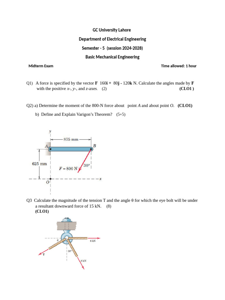 Midterm Exam: Basic Mechanical Engineering | PDF