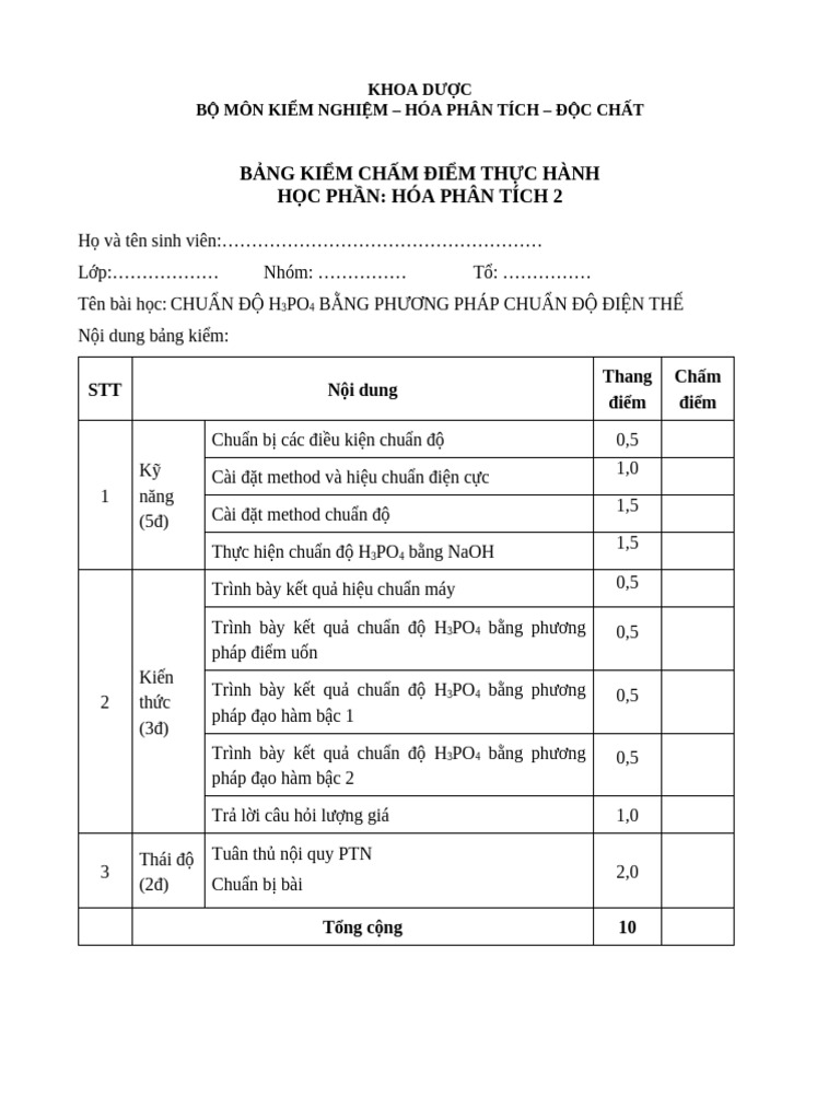 Checklist HPT2 bài 3 | PDF