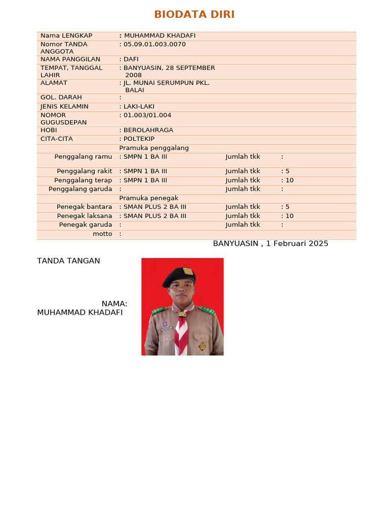 Form XC Peserta - Aurora 2025 (Dafi) | PDF