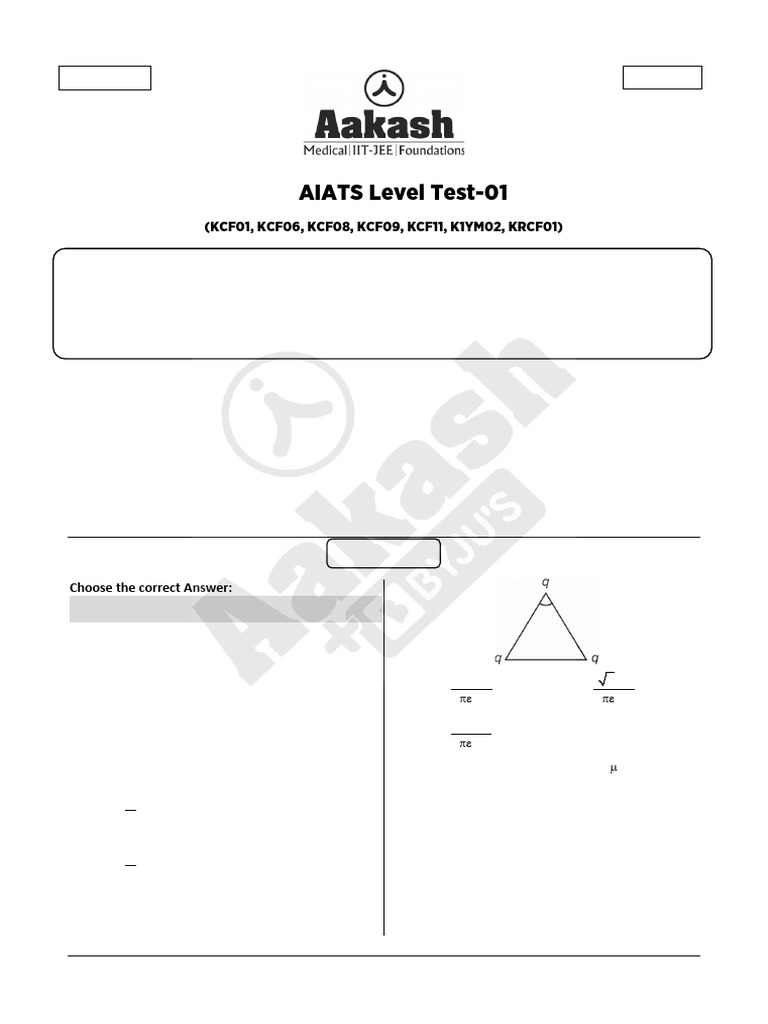 AIATS Level Test 1: Physics & Chemistry | PDF