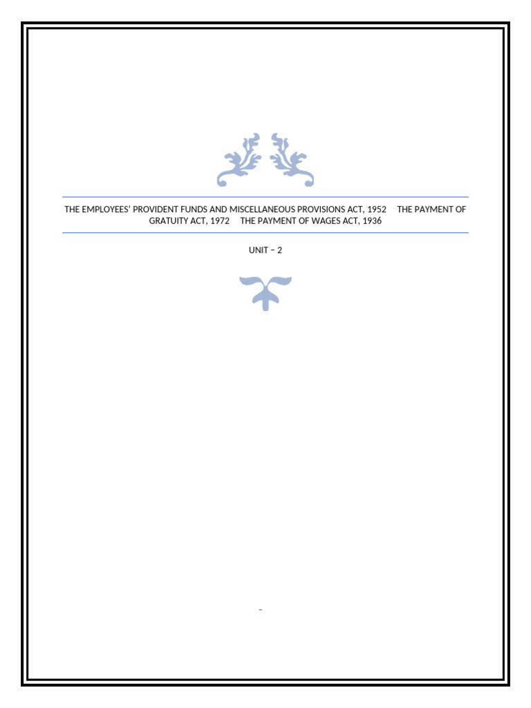unit - 2 EPF & GRATUITY & WAGES ACT | PDF | Pension | Employment
