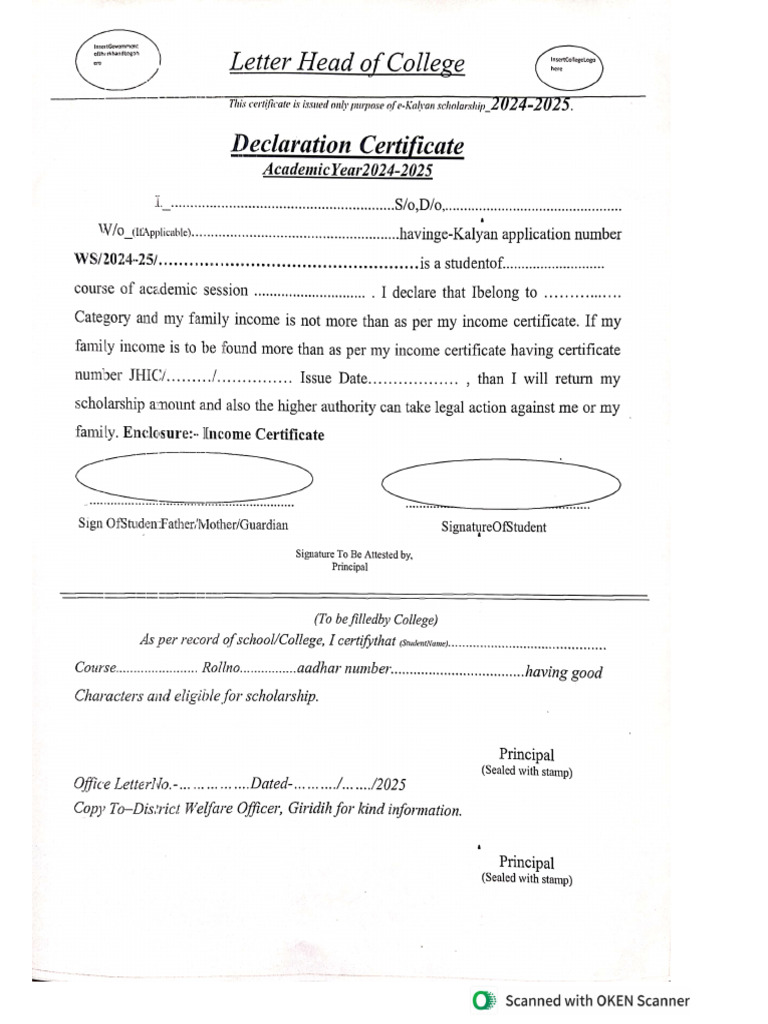 Notice & Declaration Certificate of income | PDF