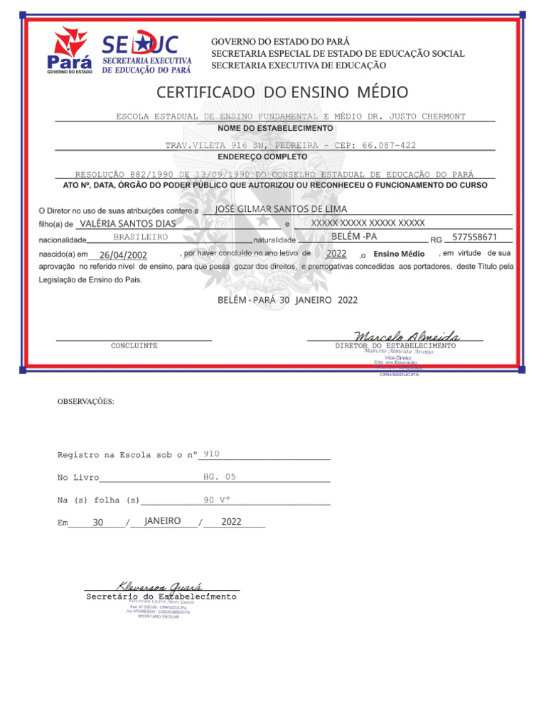 CERTIFICADO JOSE | PDF