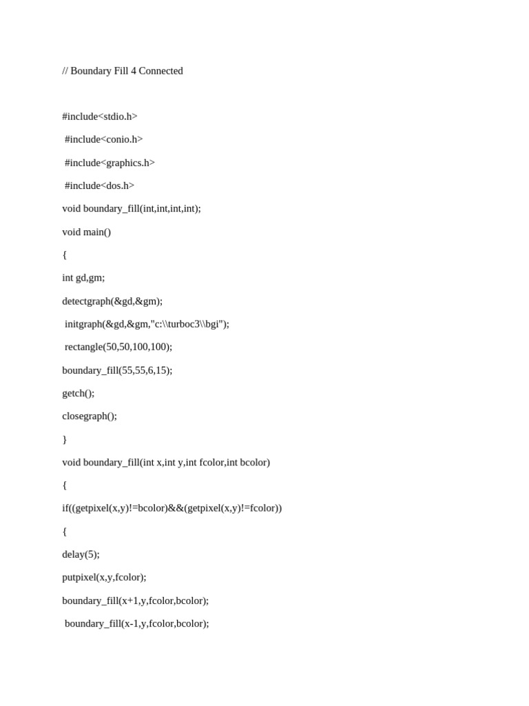 Boundary Fill 4 Connected 1 | PDF