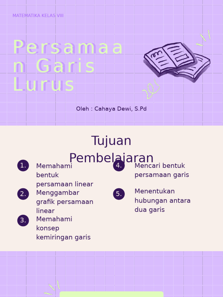 Presentasi Matematika Persamaan Garis Lurus Dalam Ungu Hijau Gaya ...