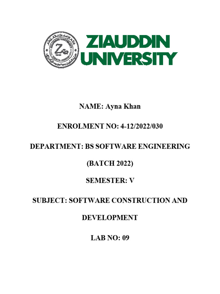 Software Development Lab Report 09 | PDF