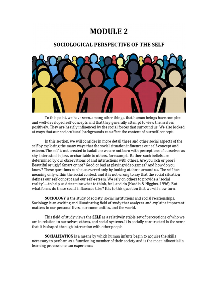 MODULE 2 Sociological Perspective | PDF | Self Concept | Socialization