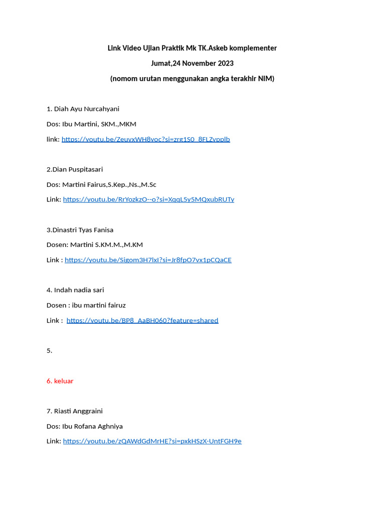 Link Video Ujian Praktik Mk Komple hamil | PDF