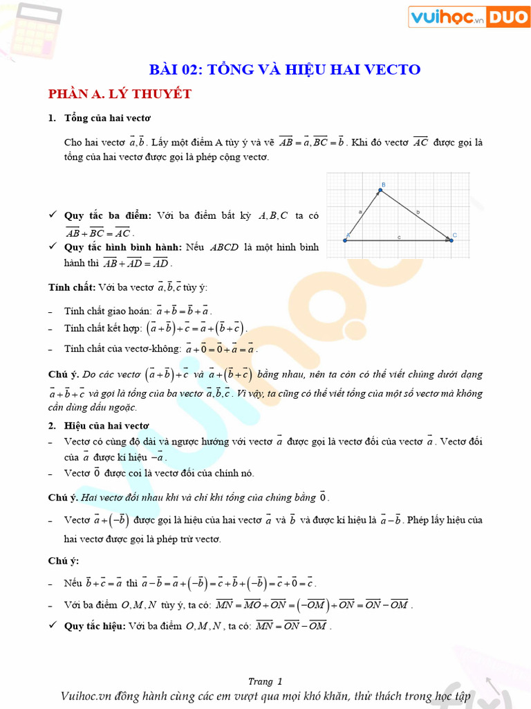 Tổng Hiệu Hai Vecto | PDF