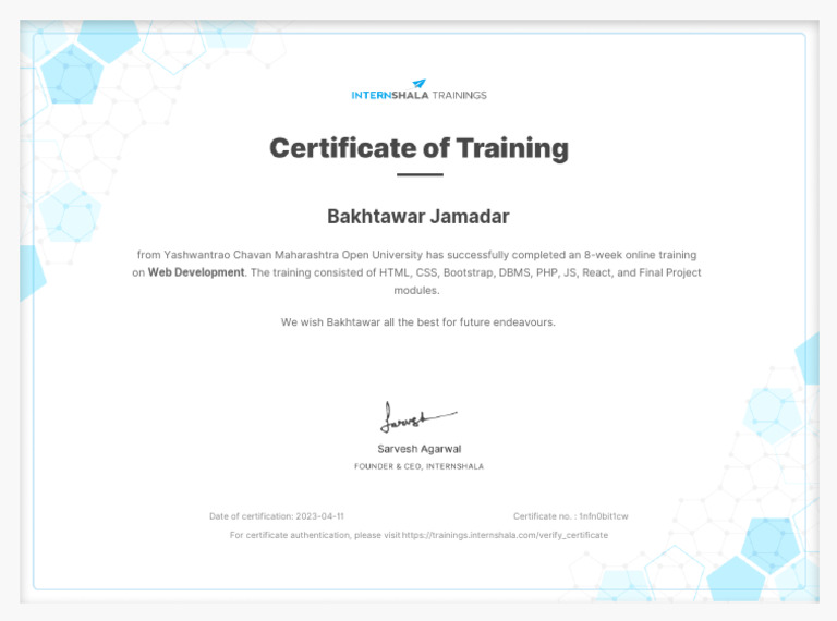 Web Development Certification Achieved | PDF