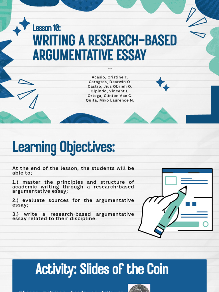 Lesson 10 Writing A Research Based Argumentative Essay Group 2 | PDF ...