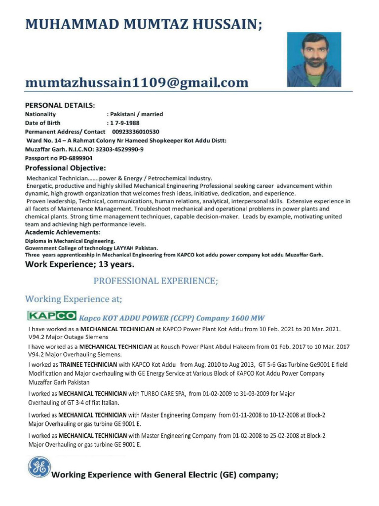 cv mumtaz 1 | PDF