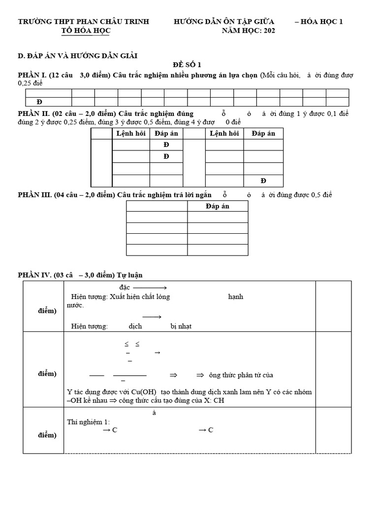 ĐÁP ÁN Hóa học 11 GK2 24.25 1 | PDF