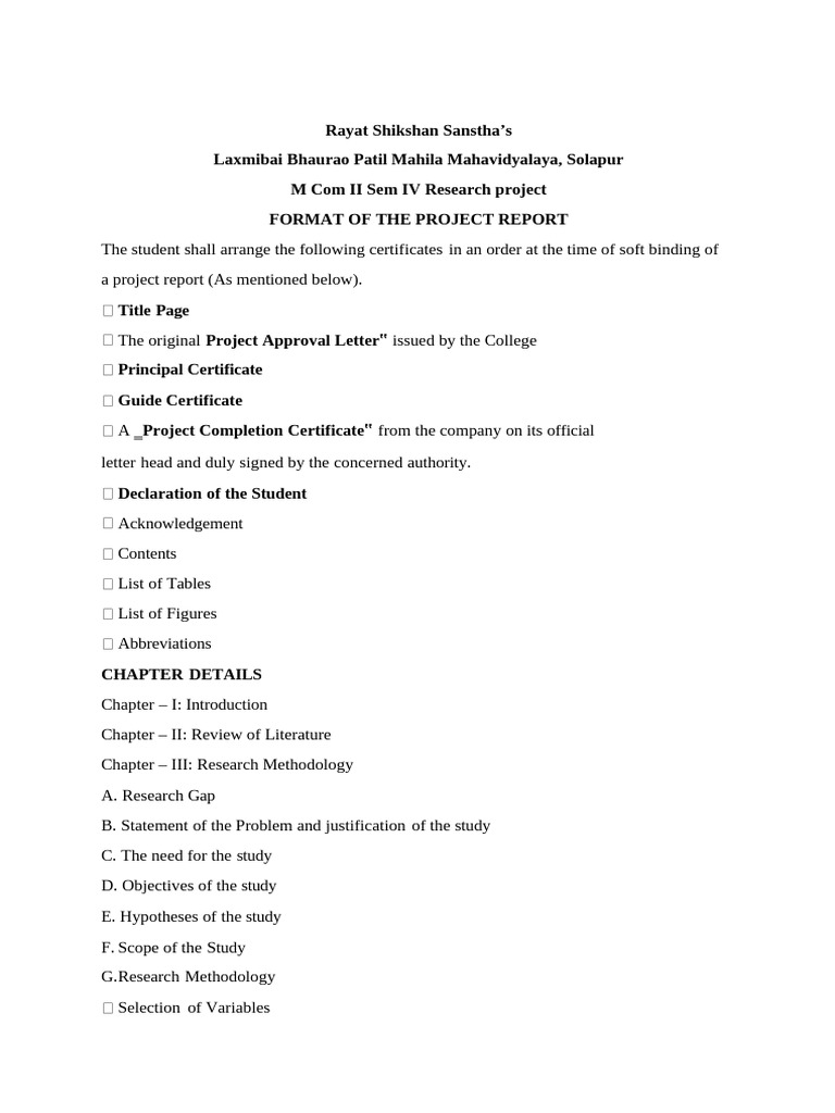 Project Format | PDF